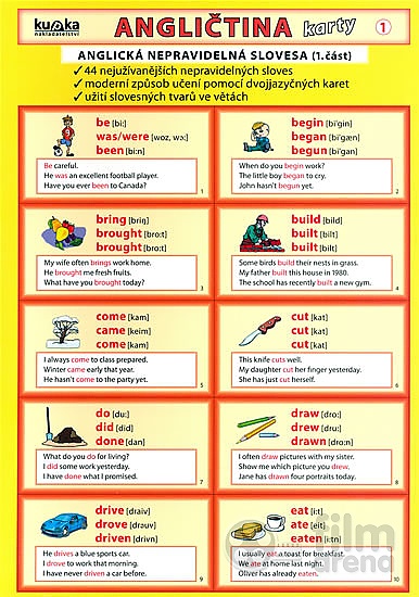 Angličtina karty 1 - nepravidelná slovesa