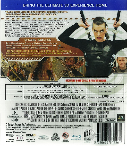 Resident Evil: Afterlife 3D (Blu-ray 3D)